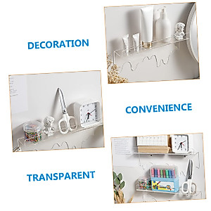 ORFOFE 2Pcs Wall Mounted Transparent Floating Shelf for Cosmetics Storage Adhesive Wall Shelf for Bathroom and Home Organization