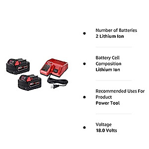 Milwaukee 48-59-1850P M18 18-Volt Lithium-Ion Starter Kit with Two 5.0 Ah Battery Packs and Charger