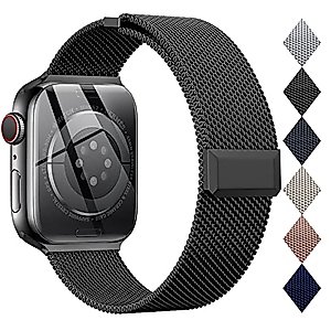 EPULY Compatible with Apple Watch Band 42mm 44mm 45mm 49mm 38mm 40mm 41mm,Stainless Steel Mesh Loop Magnetic Clasp for iWatch Bands Ultra Series 8 SE 7 6 5 4 3 2 Women Men-49mm/45mm/44mm/42mmm Black.