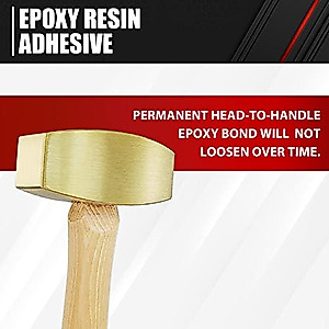 C&T 2 Pound Solid Brass Non-Sparking Hammer with Hickory Wood Handle,Non Marring Non Sparking,2lb