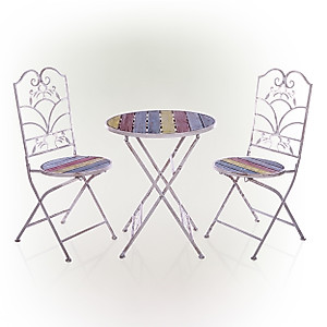 Alpine Corporation Multicolored Weathered Wood Bistro Set, 3-Piece