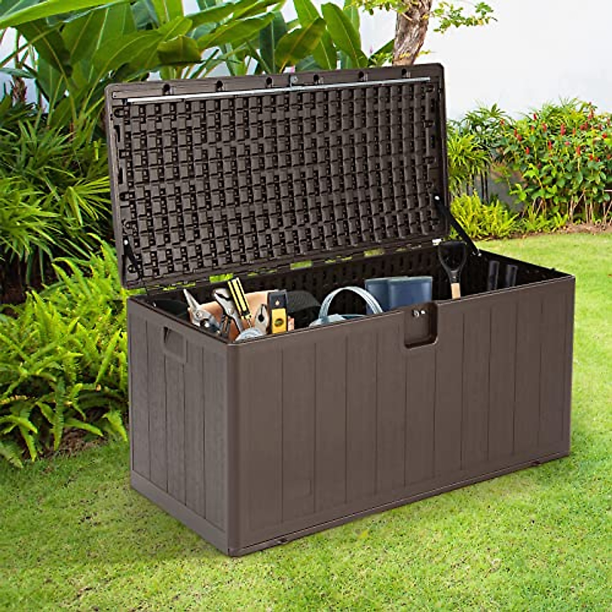 GOFLAME 105 Gallon Outdoor Storage Deck Box, Weather Resistant ...