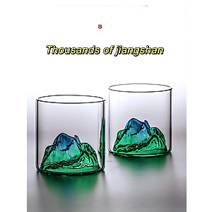 Mt. Fuji Rock Glass, Tumbler Glass, Set of 2, Chiri's Eyama Glass, Whiskey Glass, Beer Glass, Wedding, Father's Day, Mother's Day, Overseas Gift, Paulownia Box