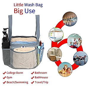 Nvatorfox 2 Pack Haundry Mesh Shower Caddy Tote Bag Hanging Portable Toiletry Bag College Dorm Essentials Quick Dry Bath Organizer for College Dorms, Gym, Camp for Bathroom Accessories(Grey + Black)