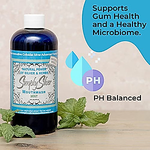 Simply Silver Mouthwash Mint Flavor- All Natural Colloidal Silver Mouthwash with Patent Pending Formula, Alcohol, Fluoride, and BPA Free, 16 Fl Oz