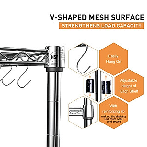 Storage Shelves,Shelf Adjustable Wire Shelving Unit,Sturdy Steel Metal Shelves Heavy Duty Shelving Units and Storage with Casters for Garage,Living Room,Bathroom, 36L X 14W X 59H.5Tier Black