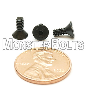 MonsterBolts - #4-40 x 5/16" Flat Head Socket Cap Screws, ASTM F8356, Alloy Steel, Black Oxide, 10 Pack