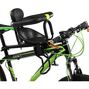RibasuBB Kids Bike Seat, Front Mount Baby Seat for Adult Bike, Universal Toddler Safety Carrier Attachment,Mountain Bike,Electric Bikes,Bicycles Black 16x12x9''