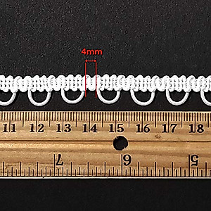 eJoyce 4-Yards Petite Braid Trim with Elastic Button Loop for Costume, Crafts and Sewing, TR-12155 (White)