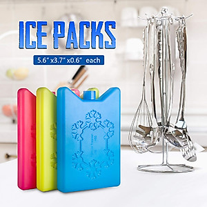 ViLoSa Ice Packs Lunch Box and Cooler Reusable ice Pack Kids Keeps Food Cool Longer time Large ice Pack- Durable - Perfect Size - No Leaks - No Smells - 4-Pack