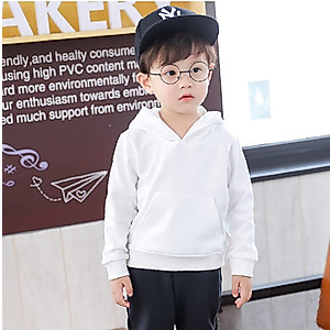 TeTii Baby Toddler Kids Boy Girl Solid Casual Pocket Hoodie Sweatershirt Pullover White