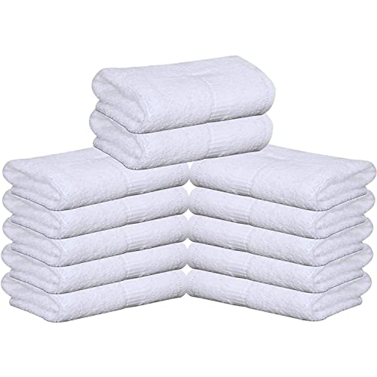 GOLD TEXTILES 120 Pack Premium White Hand Towels 16x30 inches - 100% Ring Spun Cotton Luxury Soft Absorbent & Quick Dry, Large Bathroom Hand Towel Perfect for Hotel, Salon,Gym & Spa (120 White)
