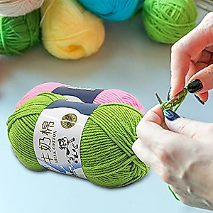 2 Set 1 Roll 5-Strand Wool Yarn Soft Warm DIY Beginner Needlework Hand Knitting Crochet Yarn Ball for Sewing Shop Knitting Yarn