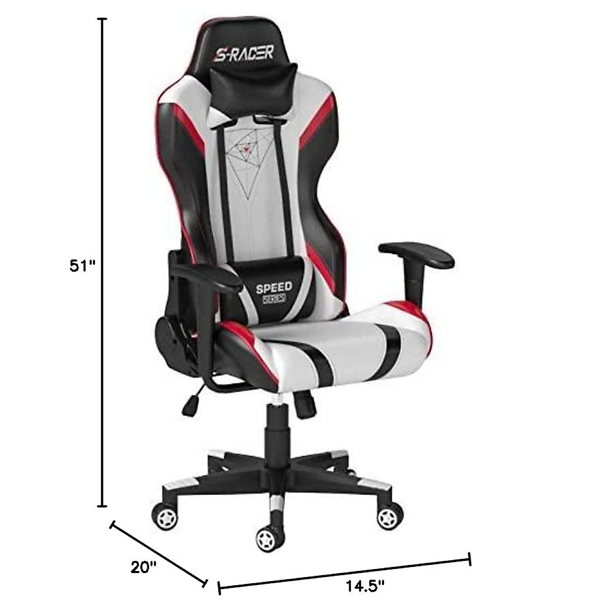 Homall Gaming Racing Office High Back PU Leather Chair Computer Desk / Video Game Chair Ergonomic Swivel Chair with Headrest and Lumbar Support (Black&White)