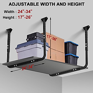Colinktool Adjustable Garage Ceiling Storage Racks, Garage Overhead Storage Bracket,Ceiling Mounted Heavy-duty Garage Storage Shelves,33 in. x 34 in,200lbs Weight Capacity