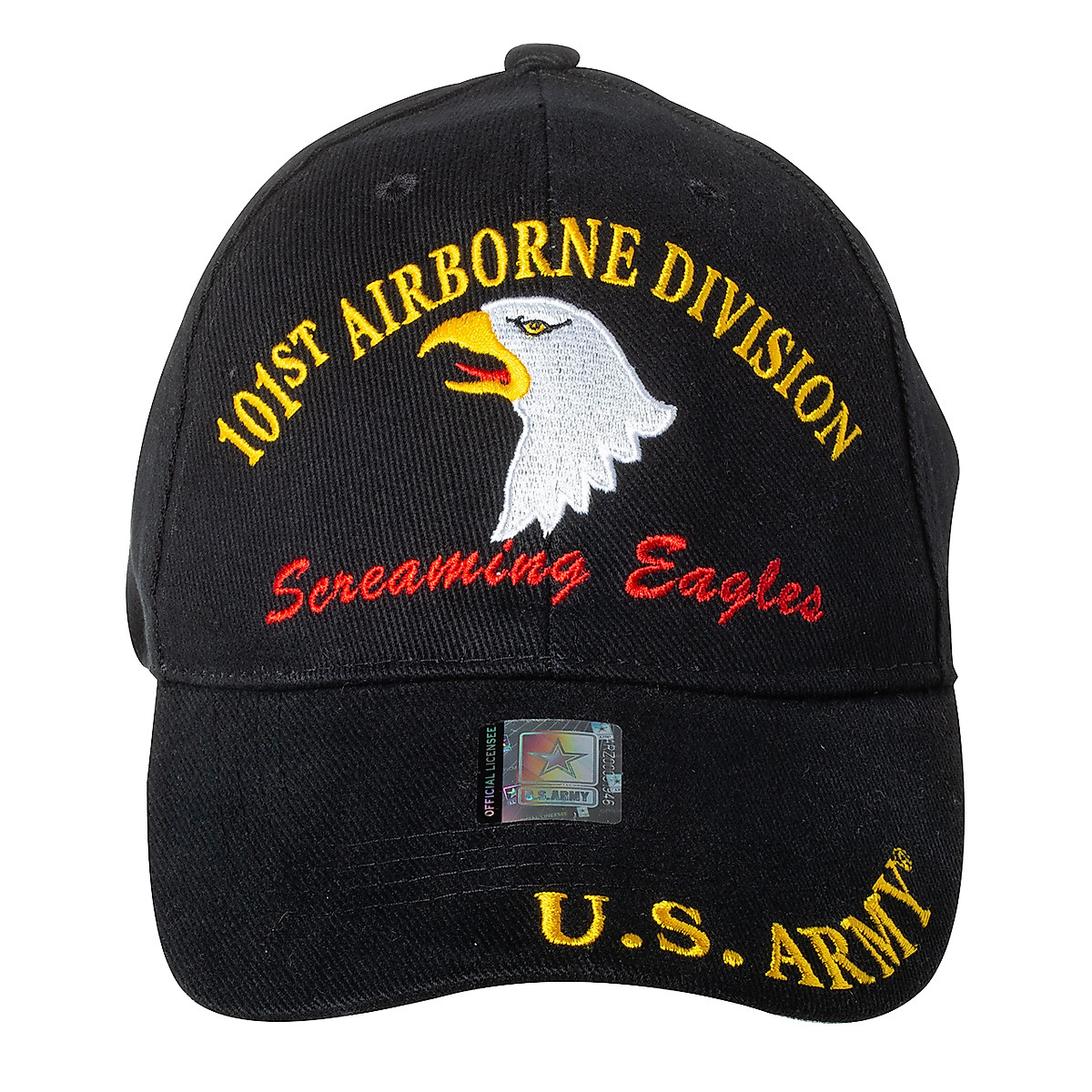 101st Airborne Division Screaming Eagles Embroidered Cap Hat - Adjustable Buckle Closure Black