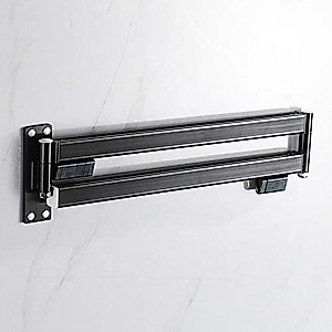 EAFTOS Wall Mounted Clothes Hanger with Outdoor Balcony Multifunctional Clothes Hanger Invisible Folding Drying Rack Adjustable (Color : Gray)