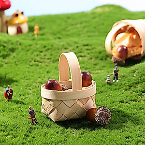 Yardwe 12pcs Mini Woven Baskets with Handles, Wood Chip Baskets, Miniature Flower Baskets, for Wedding Party Favors Crafts Farmhouse Decor (2.4 x 2 x 2.4 Inch)