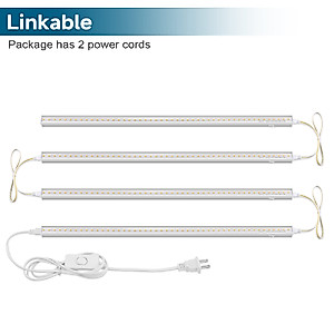 Barrina Grow Lights for Indoor Plants Full Spectrum, 2ft 40W (4 x 10W), T5 Plant Lights for Indoor Plants, Greenhouse, Plug and Play, Yellow, 4-Pack