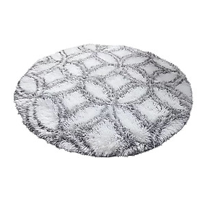 Moroccan Round Area Rugs 2.7ft Round Rug with Blue Stars Non Slip Modern Fluffy Shaggy Floor Rugs for Bedroom, Kids Room, Home Decor Furry Farmhouse Carpet, Soft Moroccan Fuzzy Rug for Kitchen