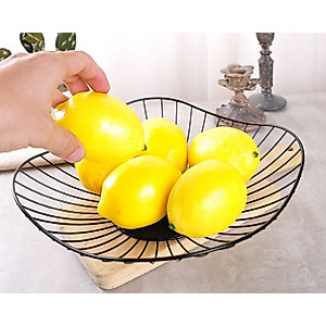 IBWell Short Curved-Edge Modern Creative Stylish Single Tier Dish,Metal Iron Wire Fruit Vegetables Bread Decorative Stand Serving Bowls Basket Holder (Black)