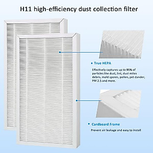 F1 Allergen Reduction Replacement, F1 H11 True HEPA Filter Replacement Compatible with 3M Filtrete C01 T02 Room Air Purifier for FAP-C01-F1, FAP-T02-F1, FAP-C01BA-G1, FAP-T02WA-G1, 2 Pack