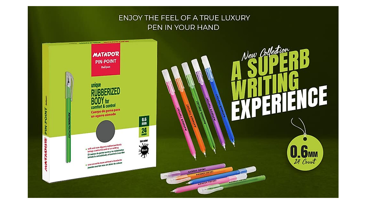 Matador Fine Ballpoint Pens - 24 Assorted Colors