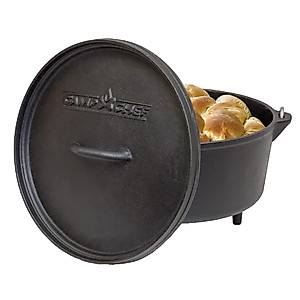 Camp Chef 12" Cast Iron Deep Dutch Oven, True Seasoned Finish Cast Iron, Volume 8 qt