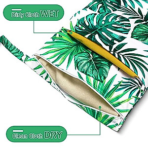 Windyun 4 Pieces Tropical Wet Bag Waterproof Reusable Wet Dry Bag Hawaii Cloth Diaper Aloha Sealed Washable Swimsuit Bag for Travel Summer Beach Wet Swimwear Baby Diaper Toiletries, 11.81 x 15.75 Inch
