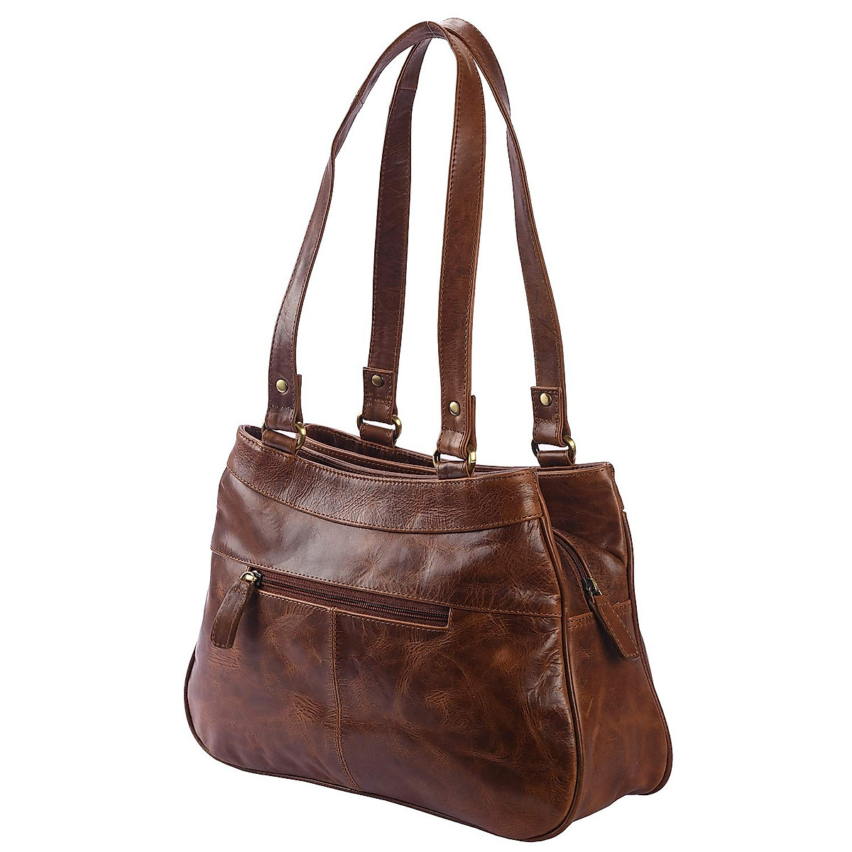 ROLANDO Dalia Women's Top-Handle Leather Handbag (Oily Brown)