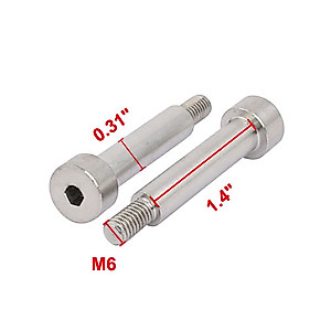 uxcell 304 Stainless Steel Hex Socket Shoulder Bolt 8mm Shoulder Dia 35mm Shoulder Length M6 Thread 5pcs