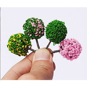 NW 30pcs Mini Colorful 1.41inch Model Trees Model Train Scenery Architecture Trees Model Scenery with No Stands
