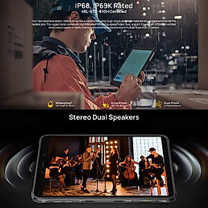 Ulefone Armor PAD Rugged Tablet Android 12, 8 Inch Waterproof-Tablet, Octa Core 4GB+64GB 256GB Expandable,7650mAh Battery Industrial Tablet PC, 13MP+5MP, IP68&IP69K Tablets, 2.4G/5G WiFi,OTG,GPS/NFC