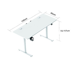 MSW Electric Standing Desk, 140 x 60 cm Steel Adjustable Height Gaming Desk, Quick Assembly, Stable, Ultra-Quiet Motor - V3-1460 (White Color) - Intexca