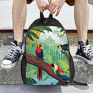 RLDOBOFE Macaw and Toucan of Rainforests Backpack For Women Men Travel Laptop Backpack Rucksack Casual Daypack Lightweight Travel Bag