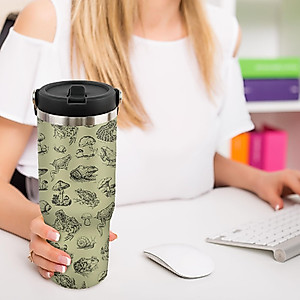 ysnifeiw 30oz Frog Tumbler with Handle and Straw, Stainless Steel Insulated Frog Cup with Top Handle and Lid, Frog Coofee Mug Gifts for Women Men