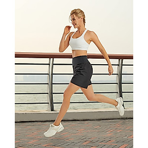 G4Free Athletic Running Shorts for Women Lightweight Quick Dry Workout Gym Shorts with Pockets 5" (Black, XXL)