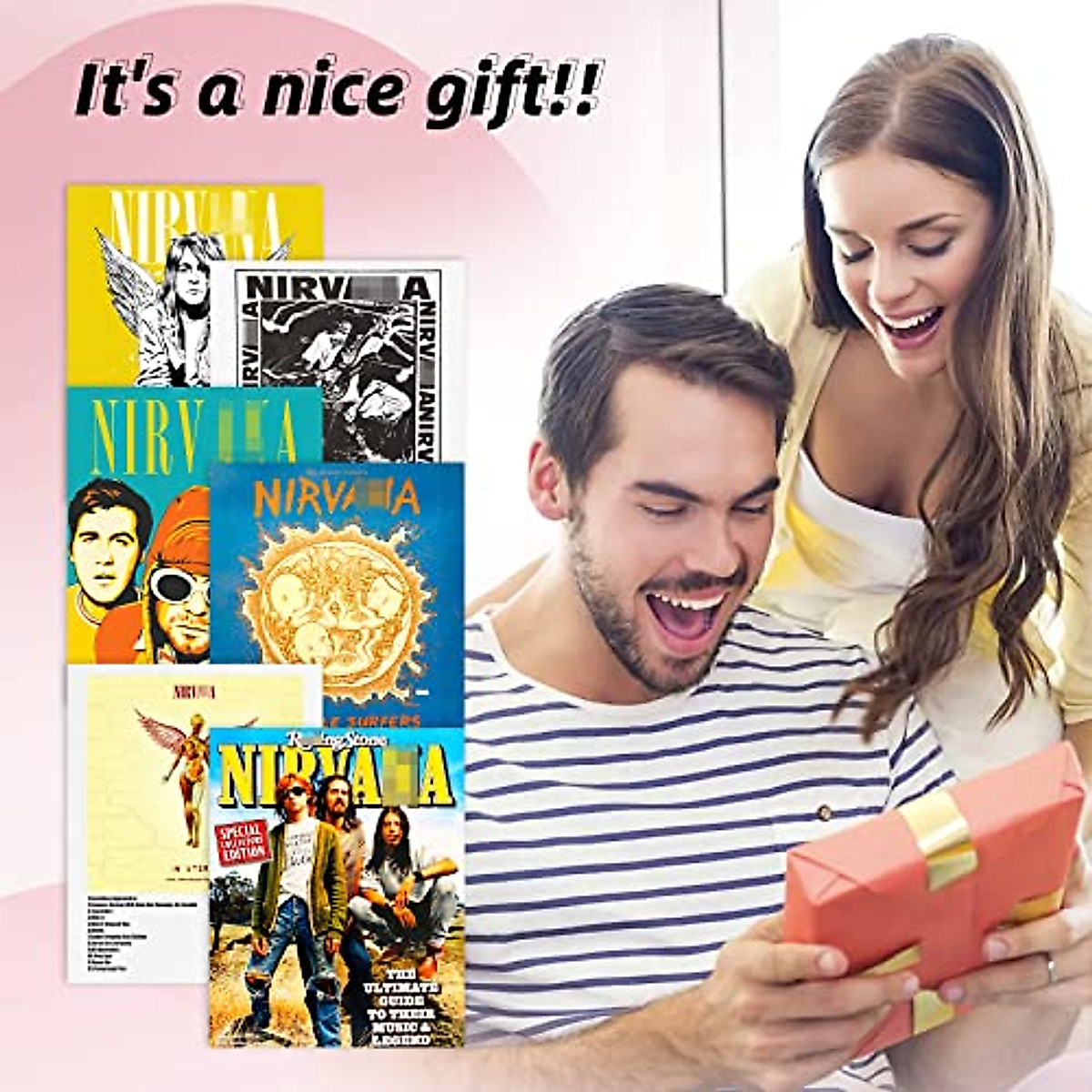 TRANSFIX Nirvana Band Posters - Set of 6 Pcs Unframed Canvas Prints Rock Posters Vintage Band Posters 8 * 10" Music Posters Rock N Roll Posters for Men Women Teens Boys Fans Music Lovers