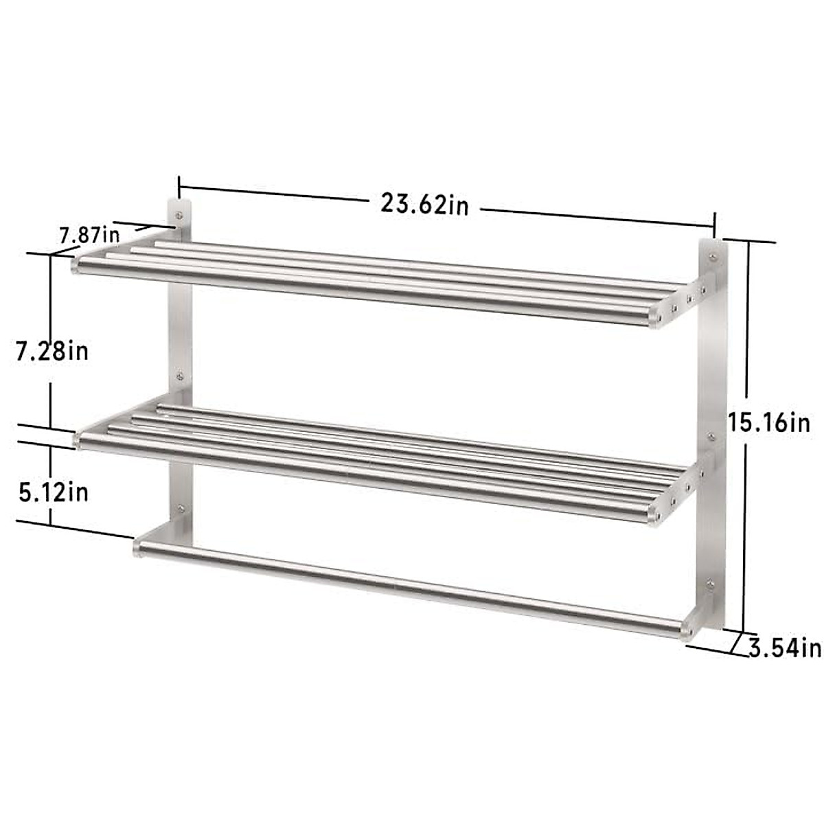 Hotel Towel Racks for Bathroom Wall Mounted, BETHOM 24 Inch Towel Shelf for Bathroom, 3-Tier Bathroom Towel Rack with Tower Bars, Brushed Nickel