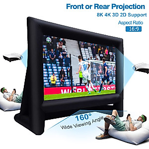 AZXRHWYGS 20 Feet Inflatable Movie Screen Outdoor Theater Blow Up Projection Screen with Carry Bag Blower for Front and Rear Projection Home Theater Backyard Pool Fun