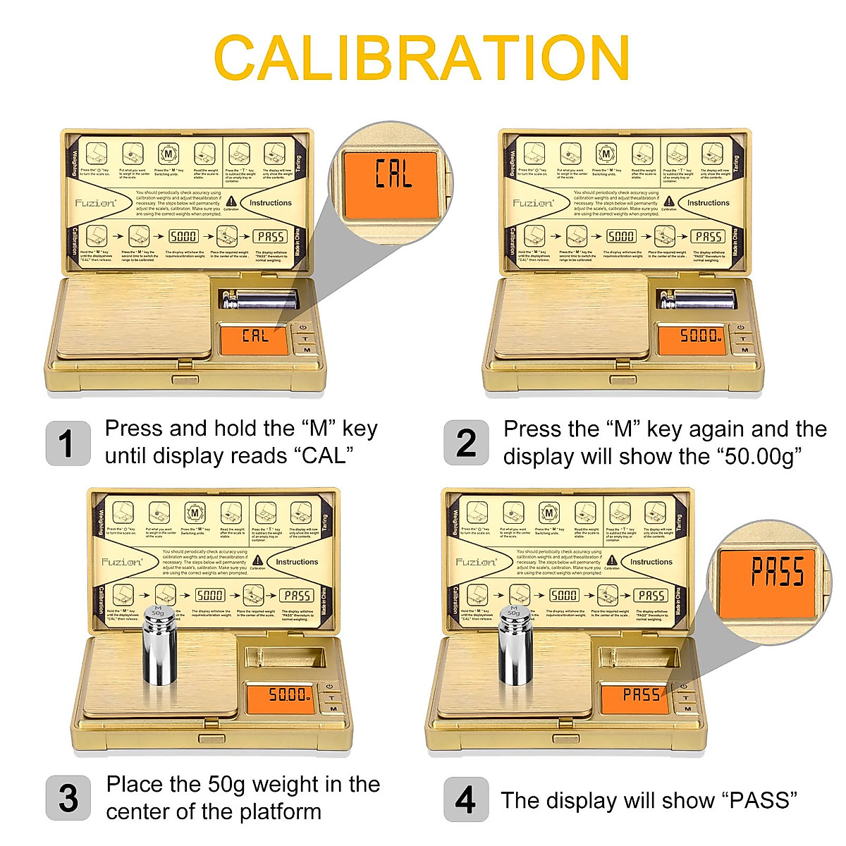 Fuzion CASH-200 Gram Scale Digital Pocket Scale, 0.01g Digital Grams Scale, Jewelry Scale, Small Food Scale Gold Gram Scale with Upgraded Display, Multi-Accessories