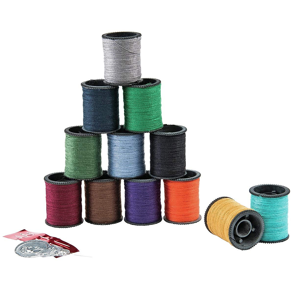 SINGER 60641 Polyester Hand Sewing Thread, Assorted Colors, 12 Small Spools, Dark