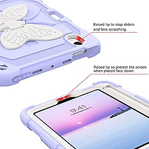 BENTOBEN iPad Mini 6 Case, 2021 iPad Mini 6th Generation Case with Pencil Holder 2 in 1 Heavy Duty Rugged Shockproof Kickstand Hybrid Bumper Protective Girl Women Boy Mini 6 Tablet Cover,Purple Design