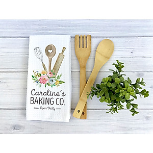 CANARY ROAD Custom Floral Utensil Dish Towel | Personalized Kitchen Towel | Housewarming Gift | Wedding Gift | Personalized Dish Towel | Hostess Gift | Couple Towel