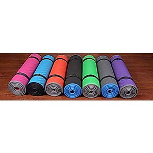 Signature Fitness All-Purpose 2/5-Inch (10mm) Extra Thick High Density Anti-Slip Exercise Pilates Yoga Mat with Carrying Strap Purple