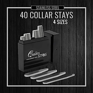 Quality Stays Metal Collar Stays for Men – 40 Collar Stays for Men's Dress Shirts - 4 Sizes