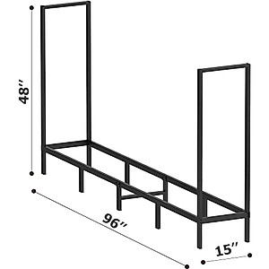 FOYUEE Firewood Rack Outdoor 8Ft Log Holder For Fireplace Indoor Fire Wood Storage Holding Stand Heavy Duty