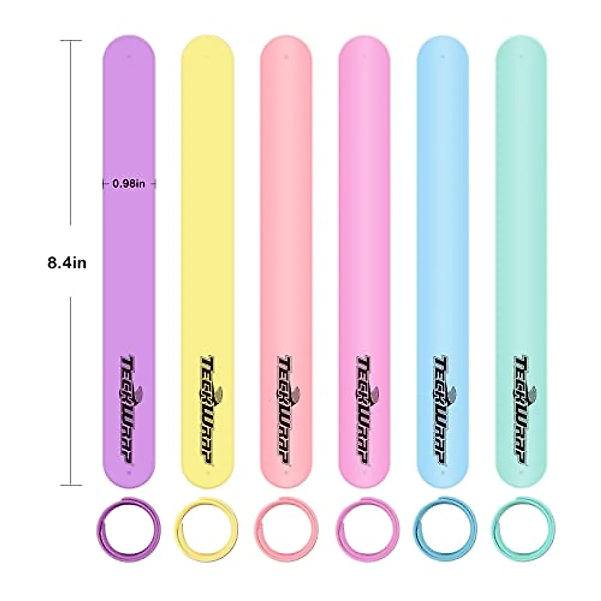 TECKWRAP Vinyl Roll Holder Craft Vinyl Storage Organizer - Silicone Slap Bracelets For Kids 6 Pcs/Set Slap Bands Wristband for School Party Home Decor DIY Adhesive Vinyl HTV Iron-on Wallpaper