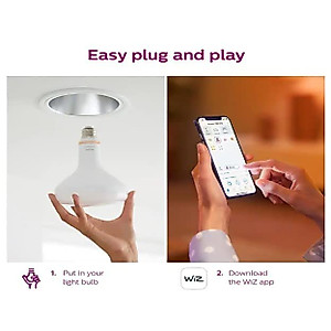 Philips Color and Tunable White BR30 LED 65-Watt Equivalent Dimmable Smart Wi-Fi Wiz Connected Wireless LED Light Bulb, Compatible with Alexa, Google Assistant, Siri, 2-Pack Recessed Can Light Bulbs