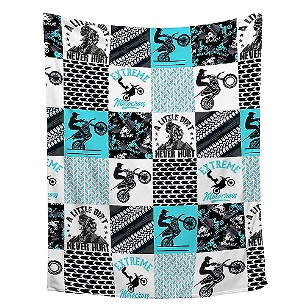 ZHONGKUI Dirt Bikes Blanket,Gift for Motocross Rider,Extreme Sports Flannel Blanket for Boys Kids Teens,Motorcycle Fuzzy Blanket Plush Blankets for Couch,Bed,Camping,40"x50"-Throw Size for Kids